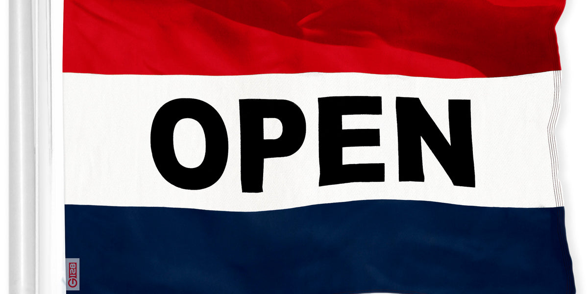G128 Open Sign Flag 150D Print 3x5 Ft — G128store.com