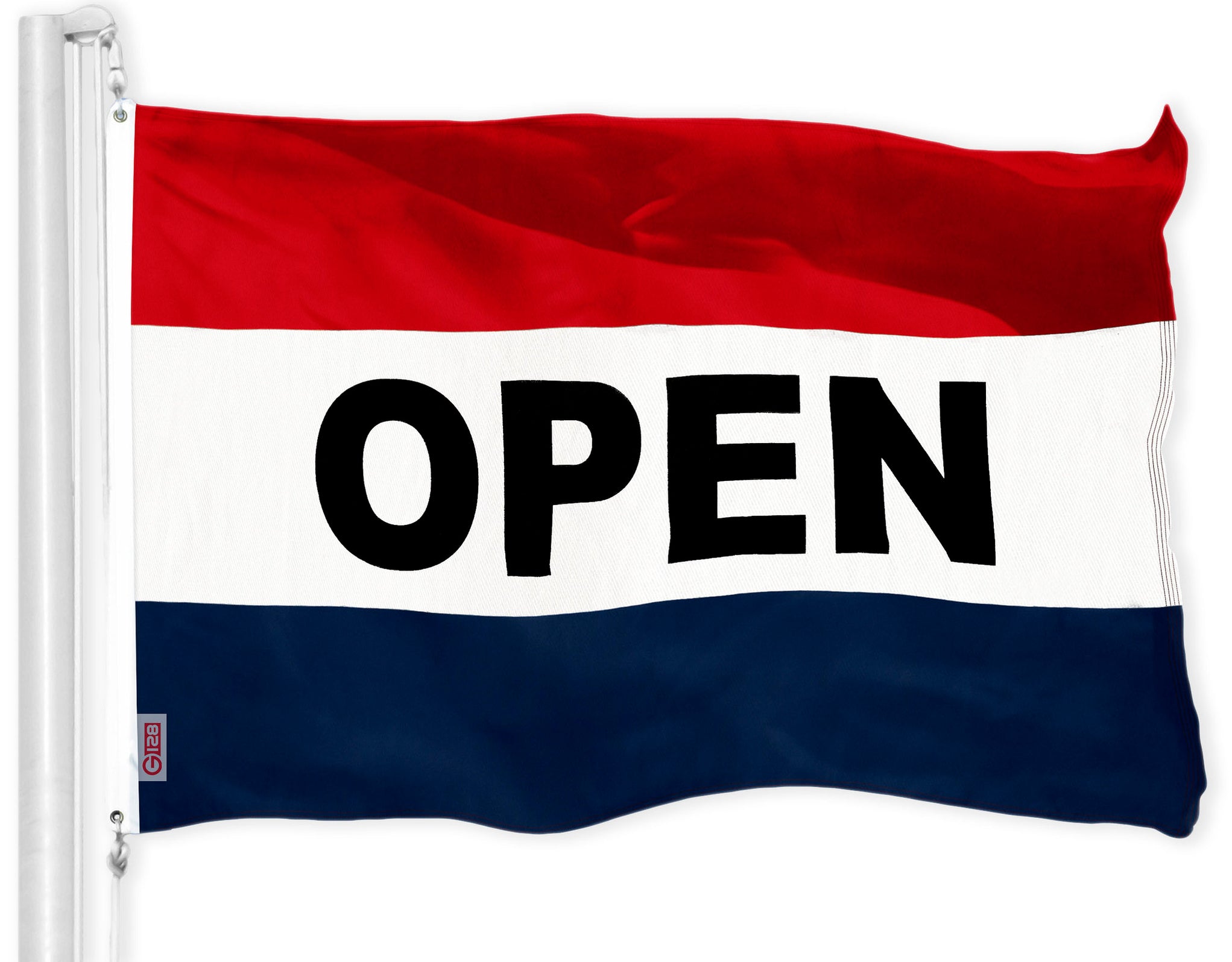 G128 Open Sign Flag 150D Print 3x5 Ft — G128store.com
