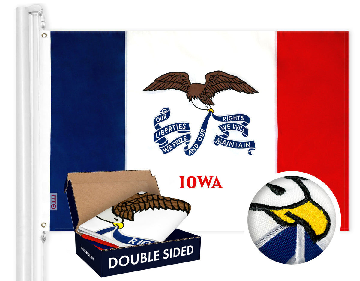 Iowa State Flag 210D Embroidered Polyester 3x5 Ft - Double Sided 3ply ...