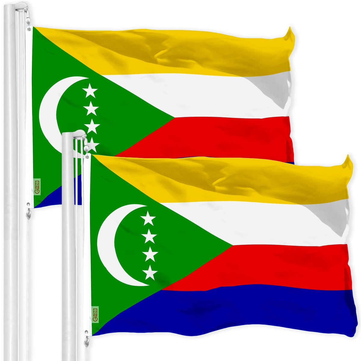 G128 2 Pack: Comoros Comorian Flag | 3x5 Ft | LiteWeave Pro Series Pri ...
