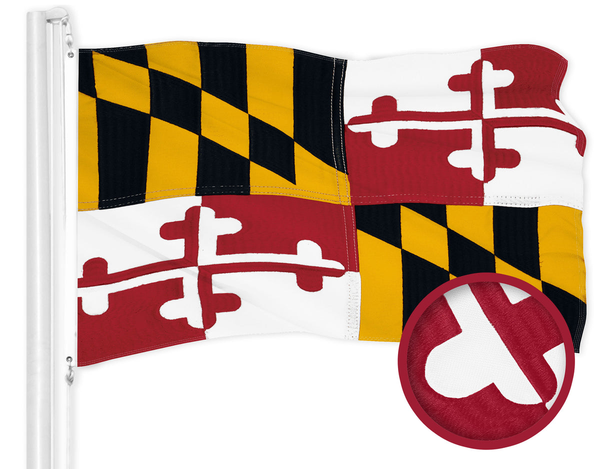 G128 Maryland MD State Flag | 1x1.5 Ft | ToughWeave Series Embroidered ...