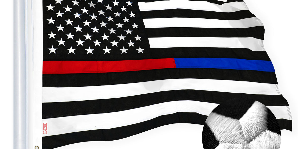 Thin Red & Thin Blue Line Flag 220GSM Embroidered Spun Polyester 3x5 F ...