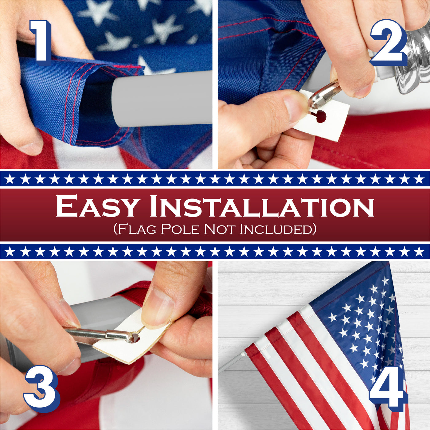 USA 1x1.5 Ft 5-Pack Pole Sleeve Embroidered Polyester By G128 ...