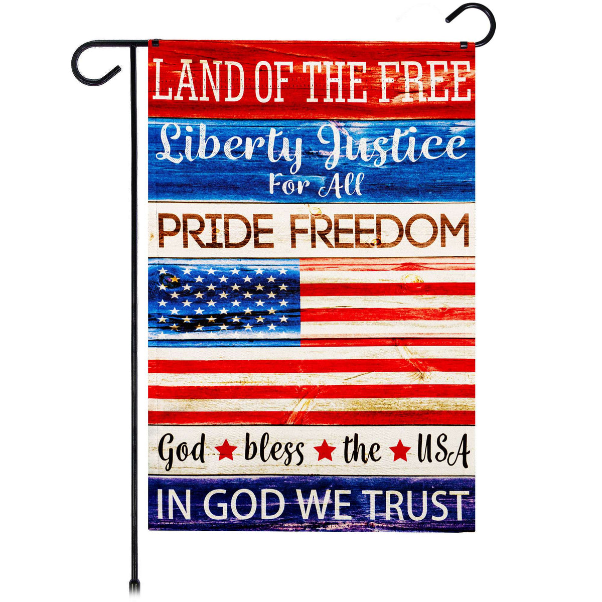 G128 Land of the Free Liberty Garden Flag 12x18 In Double Sided Indepe ...