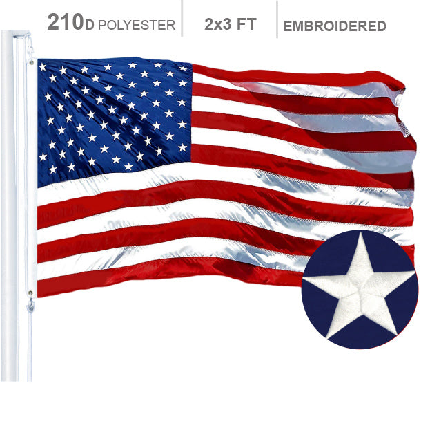 American Flag 210D Embroidered Polyester 2x3 Ft — G128store.com