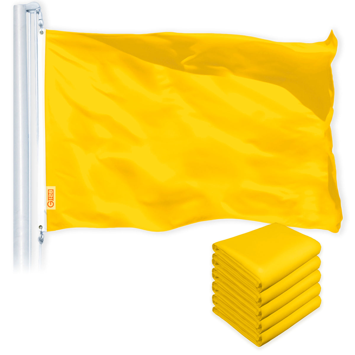 Solid Golden Yellow Color Flag 3x5 Ft 5-Pack Printed 150D Polyester By ...