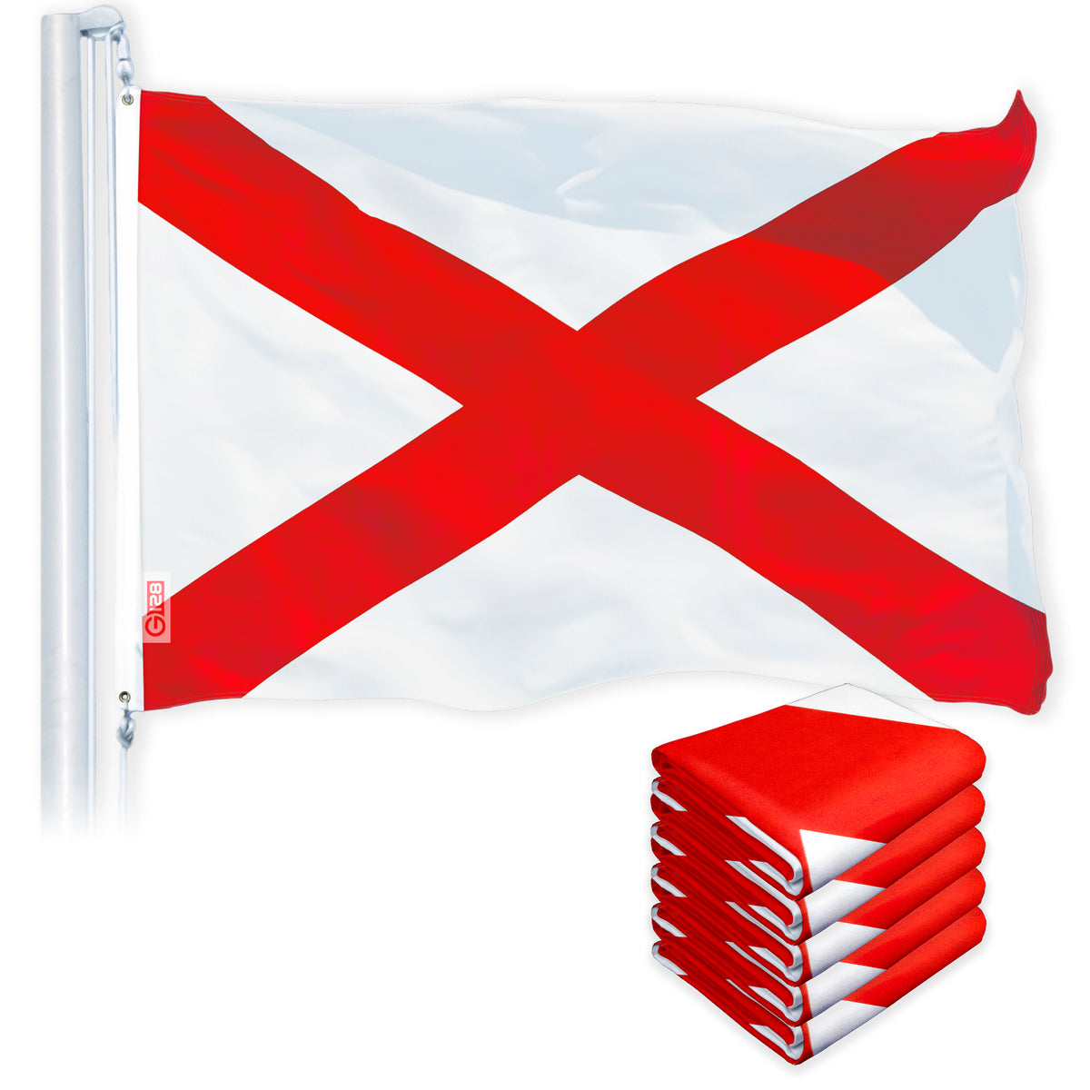 Alabama AL State Flag 3x5 Ft 5-Pack 150D Printed Polyester By G128 ...