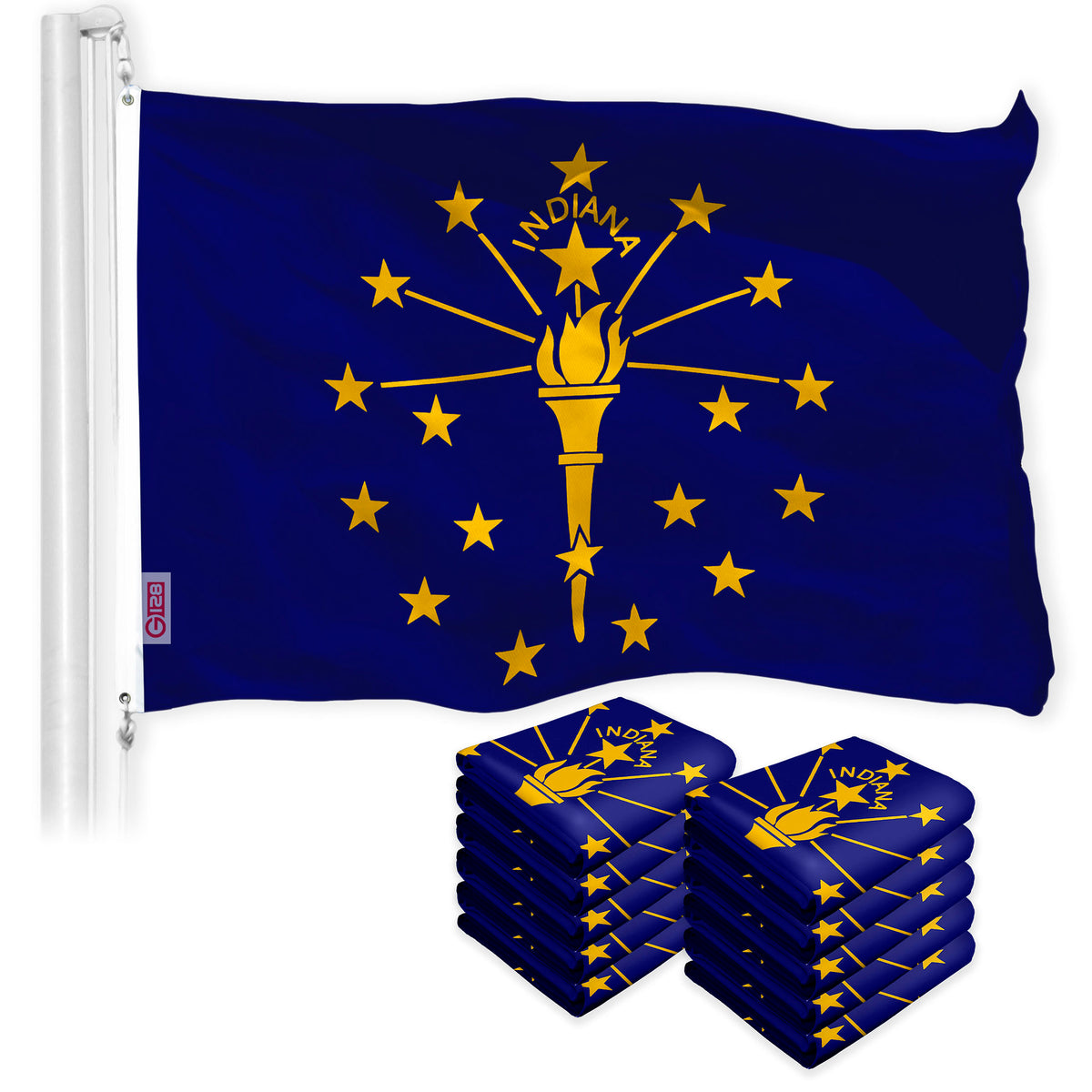 Indiana IN State Flag 3x5 Ft 10-Pack 150D Printed Polyester By G128 ...