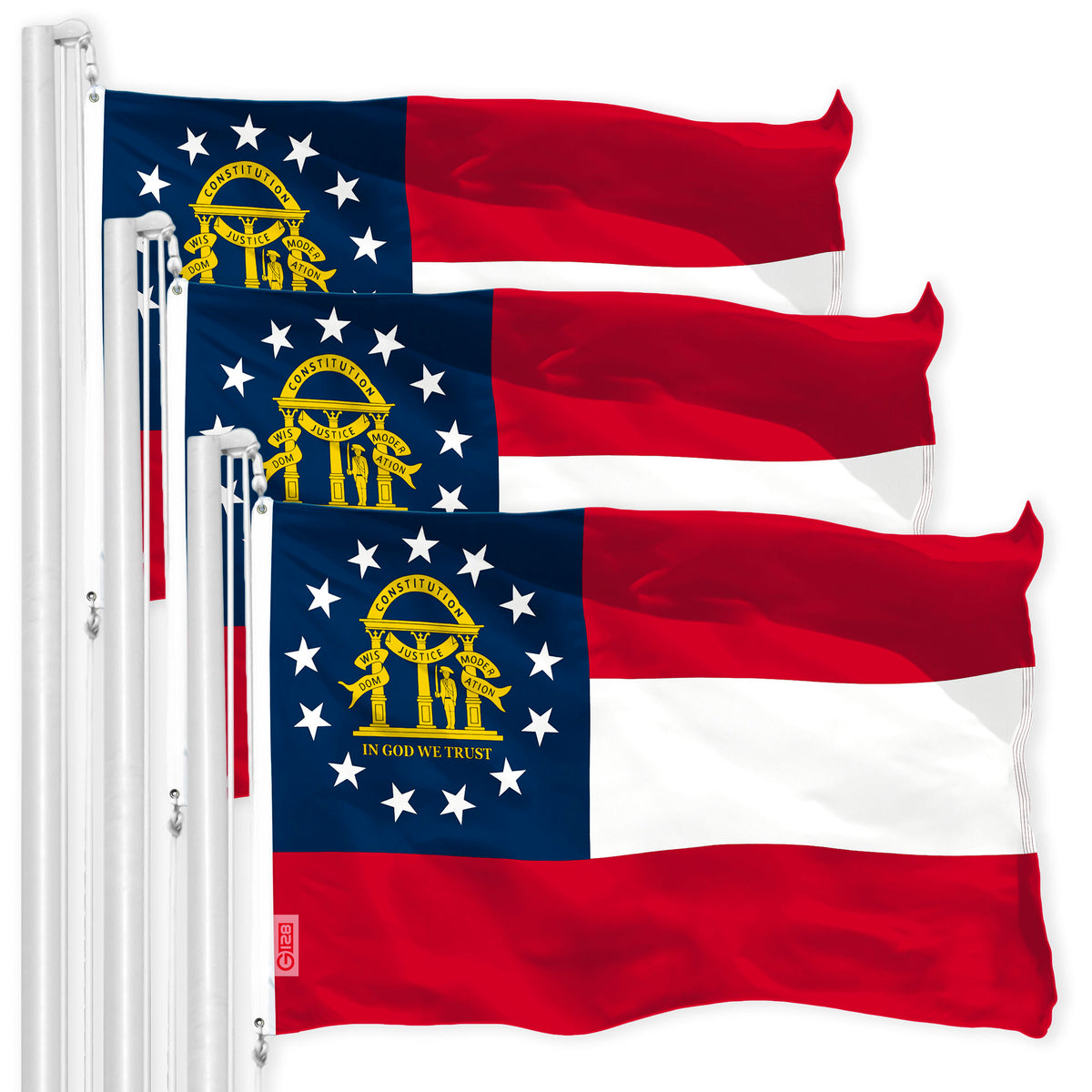 Georgia GA State Flag 3x5 Ft 3-Pack 150D Printed Polyester By G128 ...