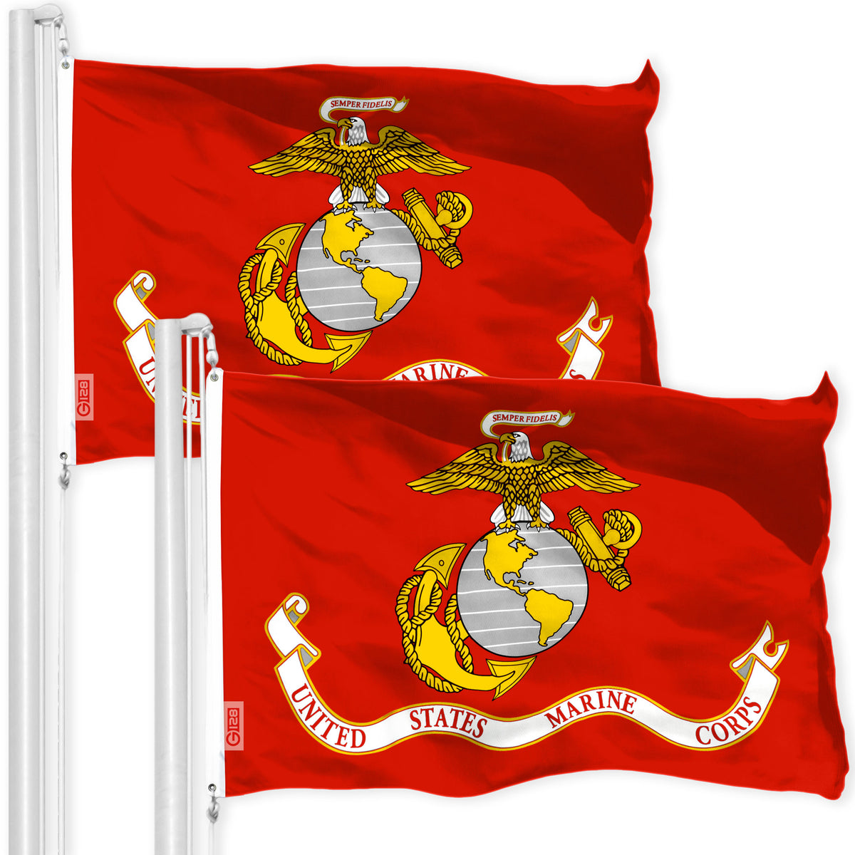 USMC Flag 3x5 Ft 2-Pack 150D Printed Polyester By G128 — G128store.com