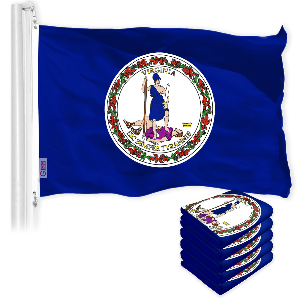 Virginia VA State Flag 3x5 Ft 5-Pack 150D Printed Polyester By G128 ...