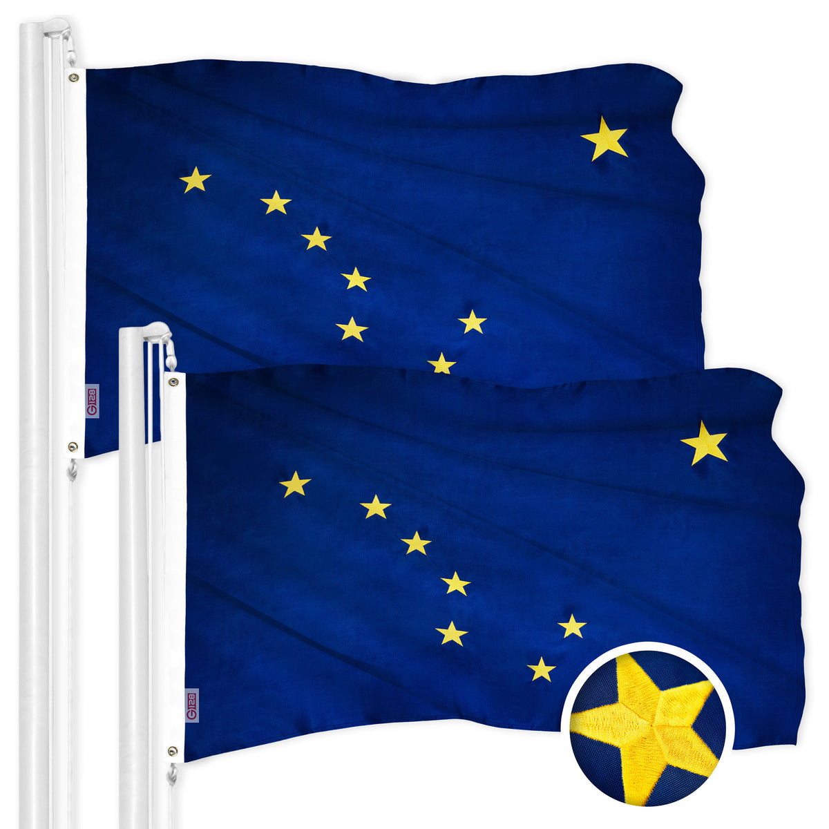G128 2 Pack: Alaska AK State Flag | 2x3 Ft | ToughWeave Series Embroid ...