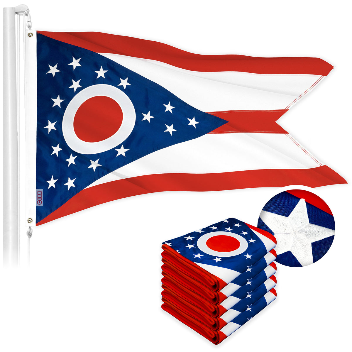 G128 5 Pack: Ohio OH State Flag | 4x6 Ft | ToughWeave Series Embroider ...