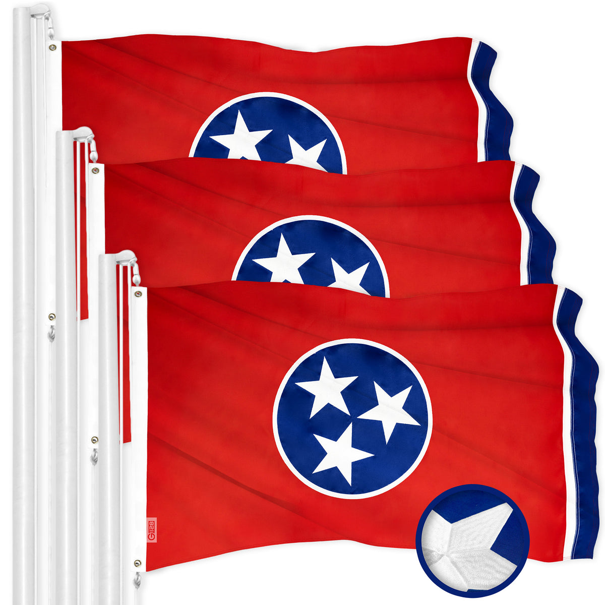 G128 3 Pack: Tennessee TN State Flag | 2.5x4 Ft | ToughWeave Series Em ...