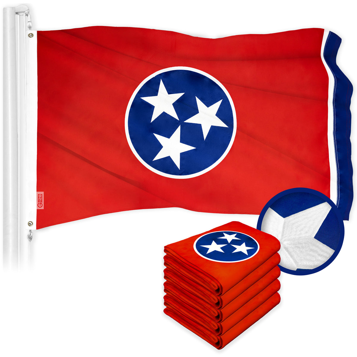 G128 5 Pack: Tennessee TN State Flag | 1x1.5 Ft | ToughWeave Series Em ...