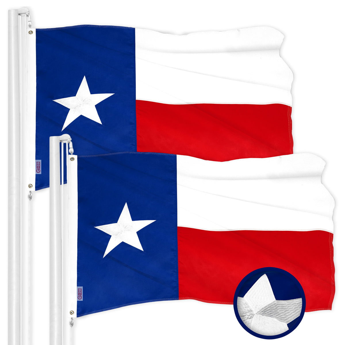 G128 2 Pack: Texas TX State Flag | 20x30 In | ToughWeave Series Embroi ...