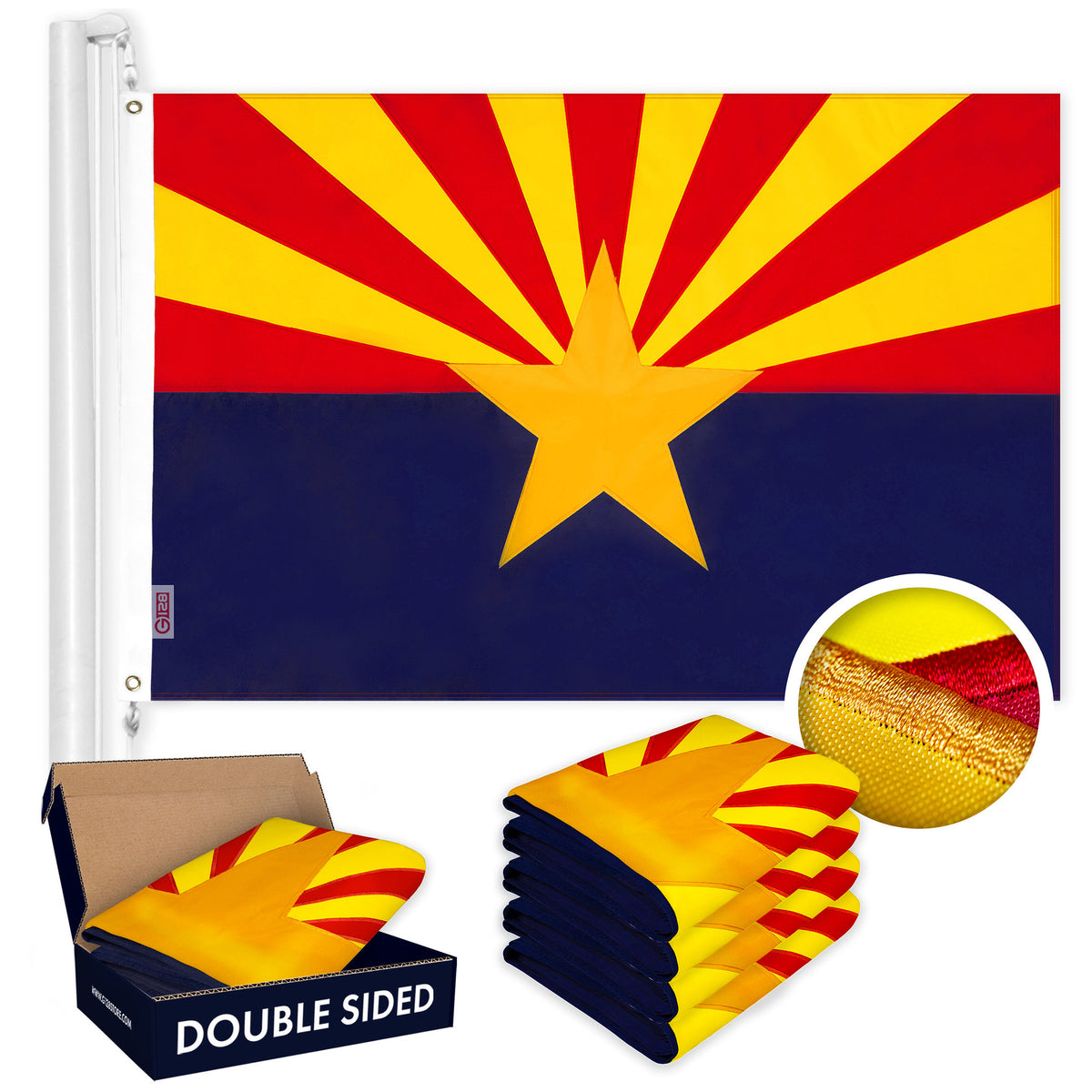 Arizona AZ State Flag 3x5 Ft 5-Pack Double-sided Embroidered Polyester ...