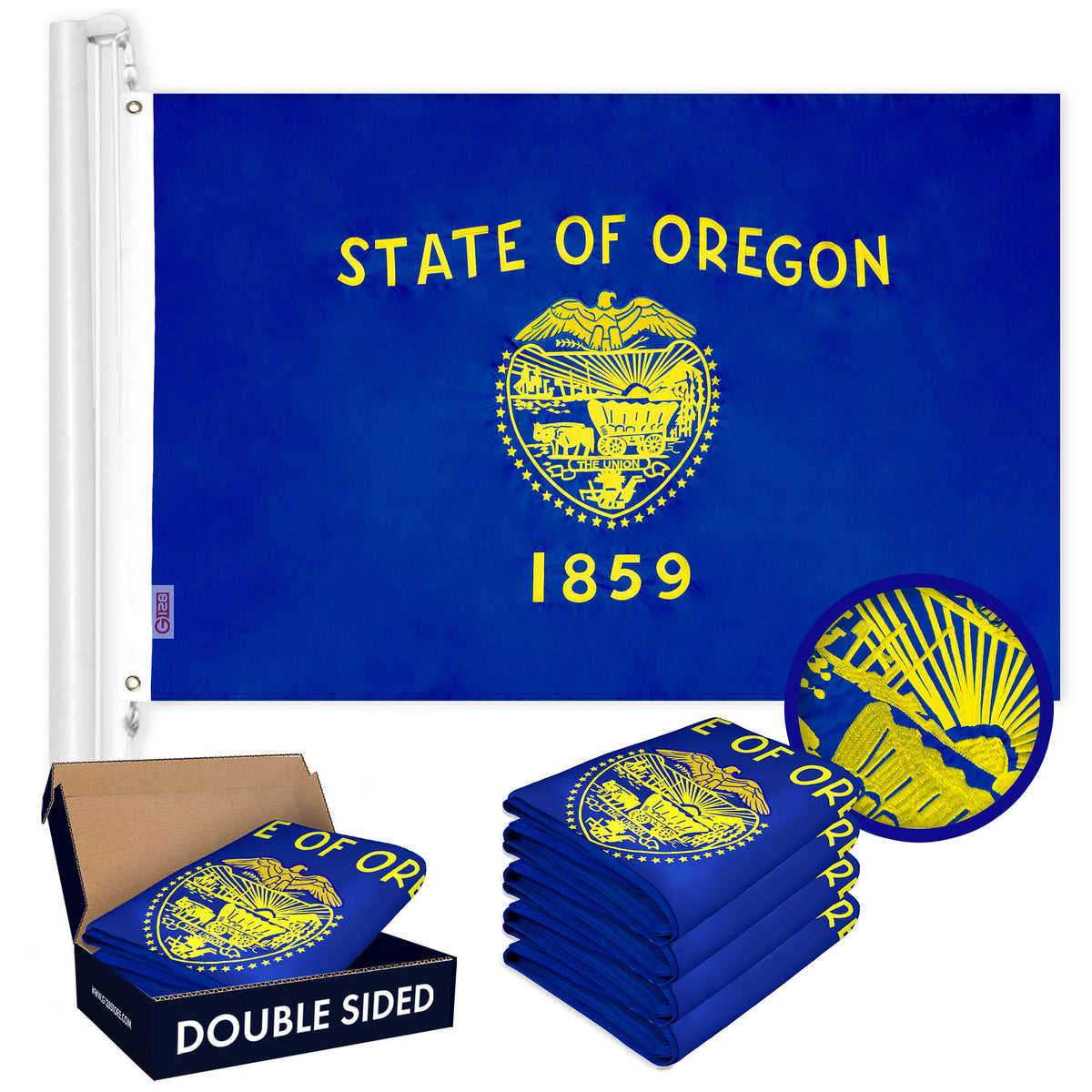 Oregon OR State Flag 3x5 Ft 5-Pack Double-sided Embroidered Polyester ...