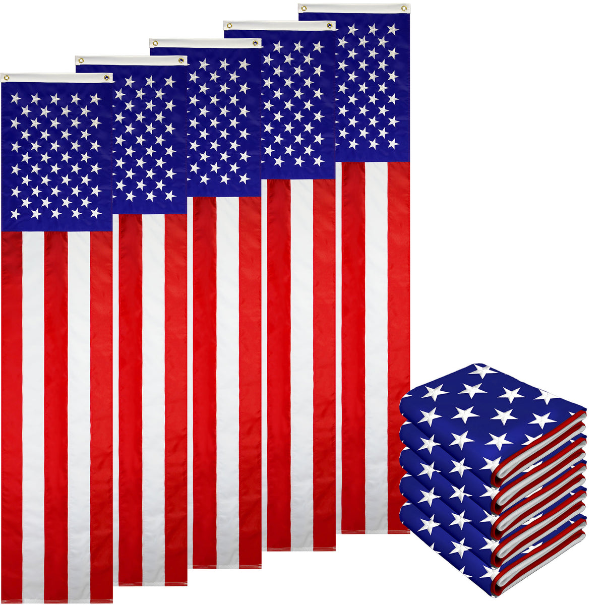 G128 5-Pack: American USA Pull Down Bunting Flag | 1.67x8 Ft | Embroid ...
