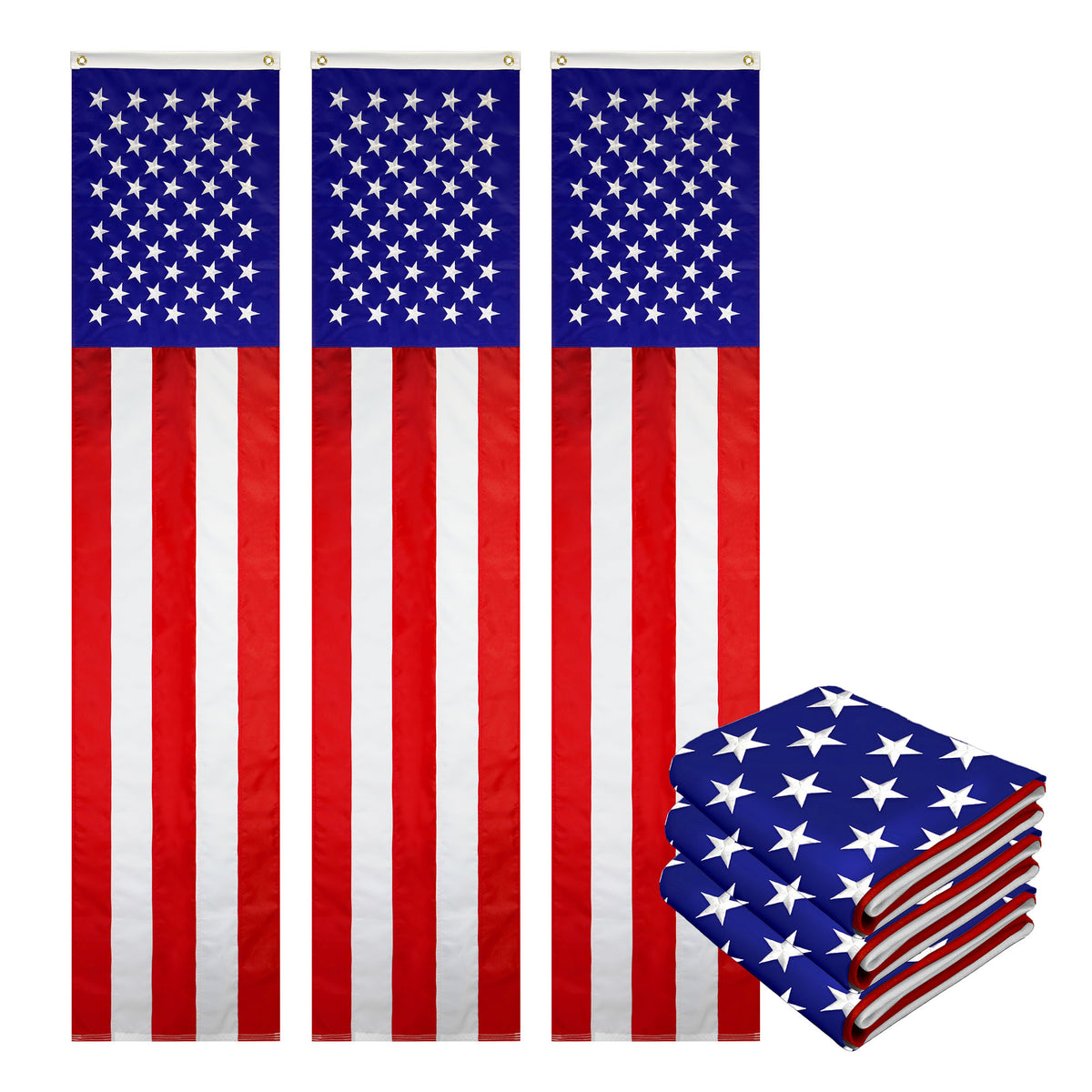 G128 3-Pack: American USA Pull Down Bunting Flag | 1.67x8 Ft | Embroid ...