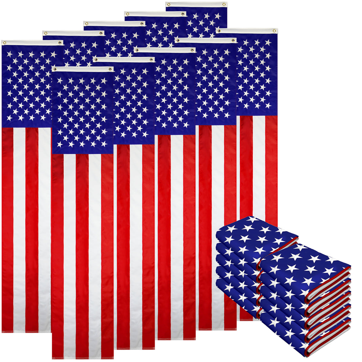 G128 10-Pack: American USA Pull Down Bunting Flag | 1.67x8 Ft | Embroi ...