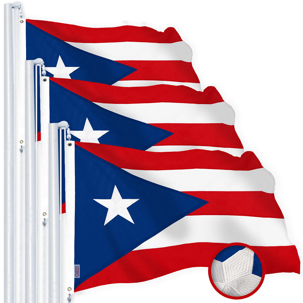 G128 3 Pack: Puerto Rico Puerto Rican PR Flag | 3x5 Ft | Embroidered 2 ...