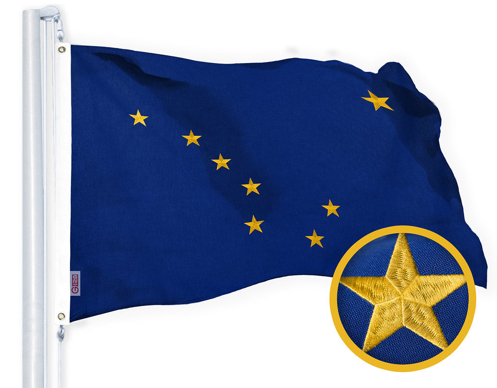 G128 Alaska AK State Flag | 3x5 Ft | Embroidered 220GSM SPUN POLYESTER ...