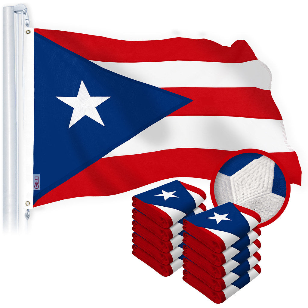 G128 10 Pack: Puerto Rico Puerto Rican PR Flag | 3x5 Ft | Embroidered ...