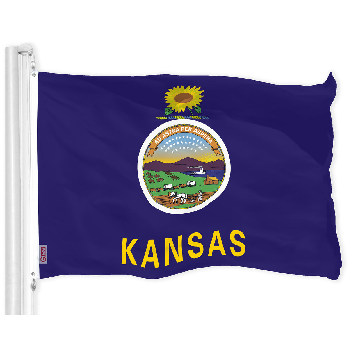 G128 Kansas KS State Flag | 3x5 Ft | LiteWeave Pro Series Printed 300D ...