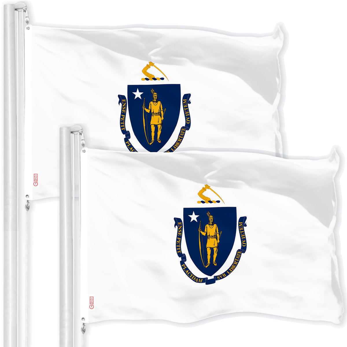 G128 2 Pack: Massachusetts MA State Flag | 3x5 Ft | Printed 150D Polye ...