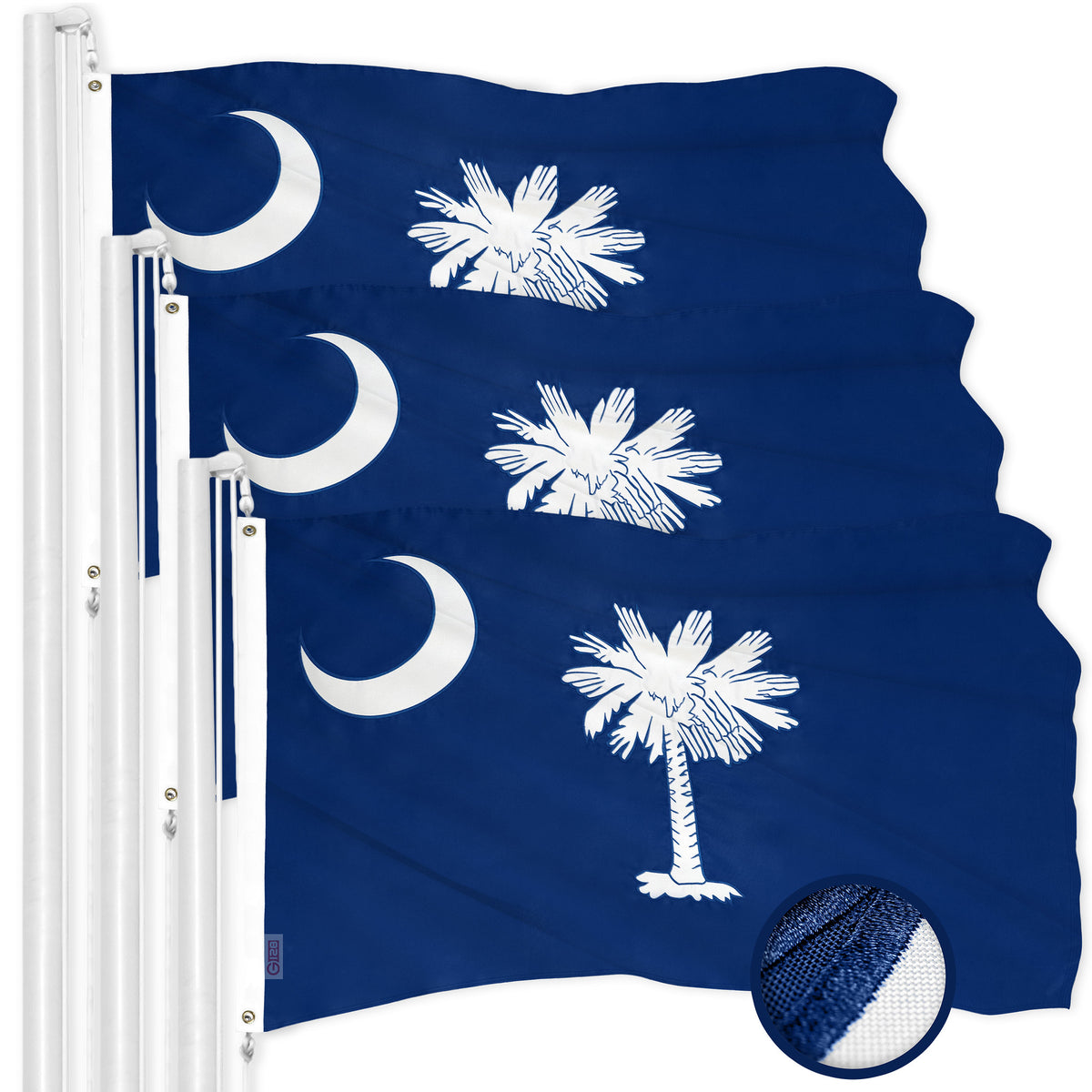 G128 3 Pack: South Carolina SC | 4x6 Ft | ToughWeave Series Embroidere ...