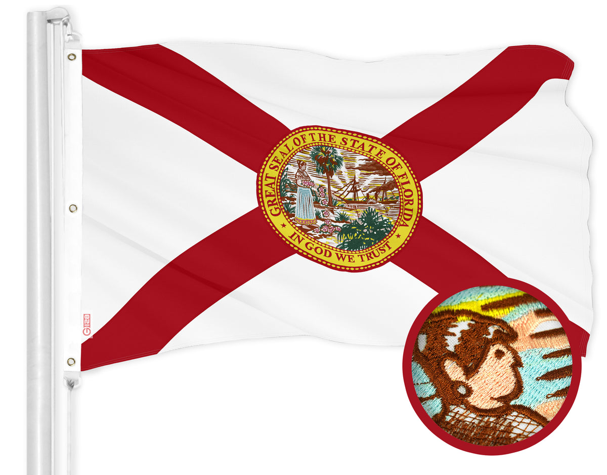 G128 Florida FL State Flag | 5x8 Ft | ToughWeave Series Embroidered 21 ...