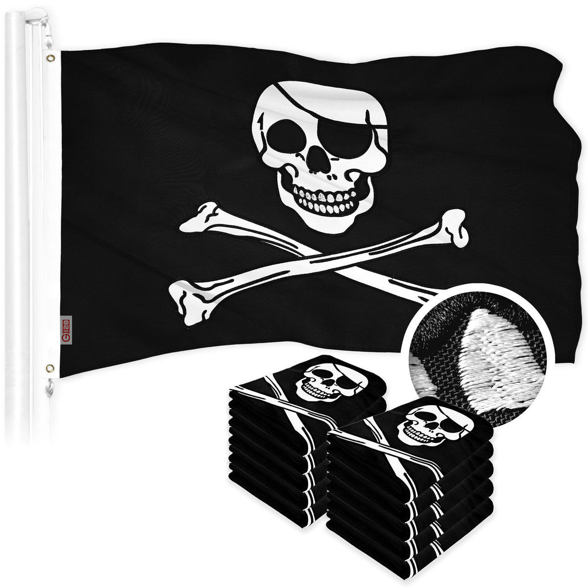 Pirate Jolly Roger Bones Flag | 16x24IN | G128 10 Pack — G128store.com