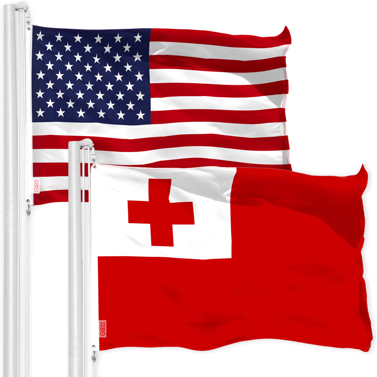 G128 Combo Pack: American USA Flag 3x5 Ft & Tonga Tongan Flag 3x5 Ft ...