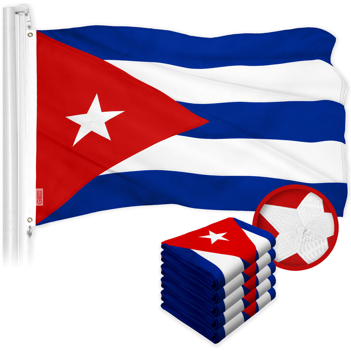 G128 5 Pack: Cuba Cuban Flag | 3x5 Ft | ToughWeave Series Embroidered ...