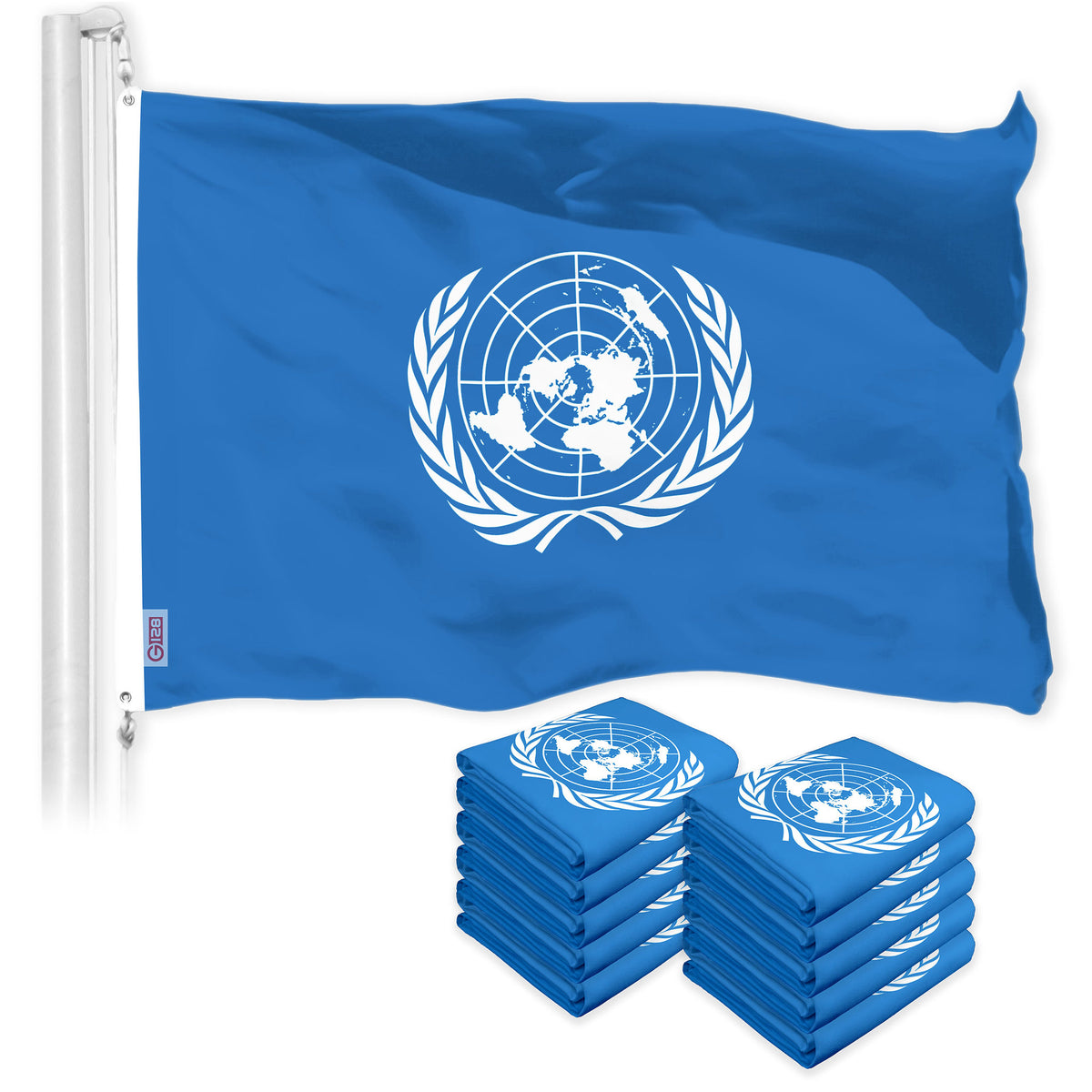 G128 10 Pack: United Nations Flag | 3x5 Ft | LiteWeave Pro Series Prin ...