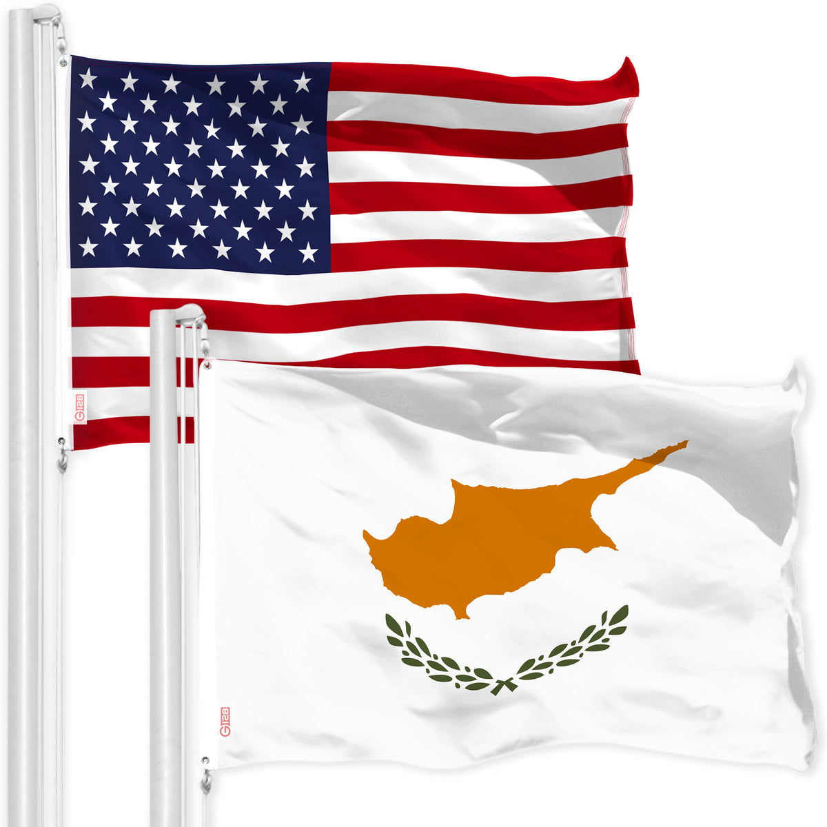 G128 Combo Pack: American USA Flag 3x5 Ft & Cyprus Cypriot Flag | Both ...
