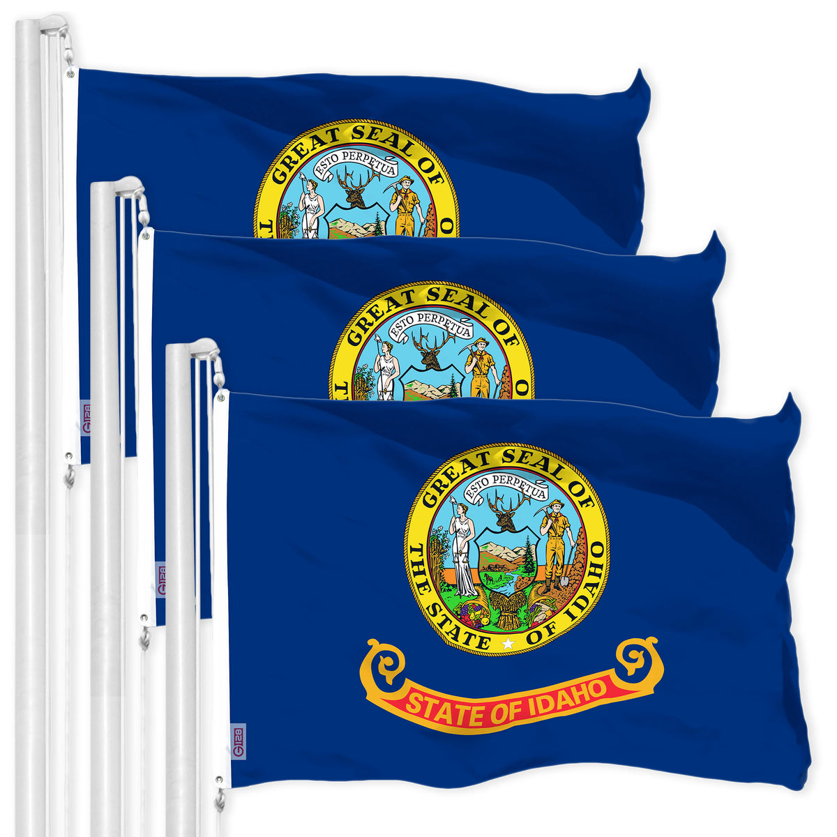G128 3 Pack: Idaho ID State Flag | 3x5 Ft | LiteWeave Pro Series Print ...