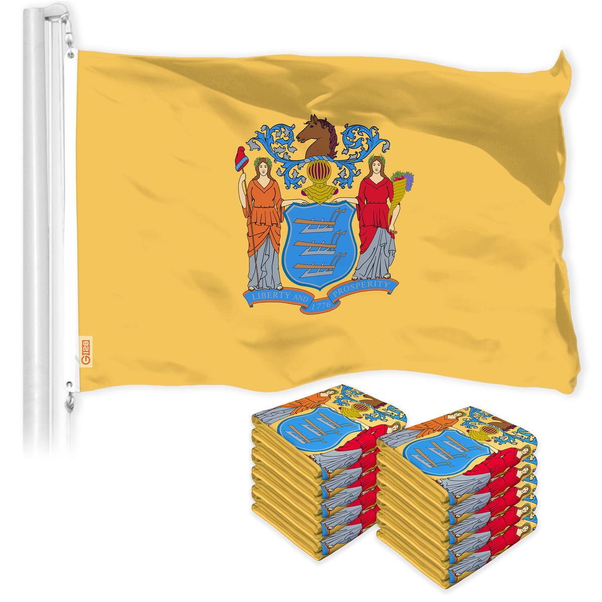 G128 10 Pack: New Jersey NJ State Flag | 3x5 Ft | LiteWeave Pro Series ...