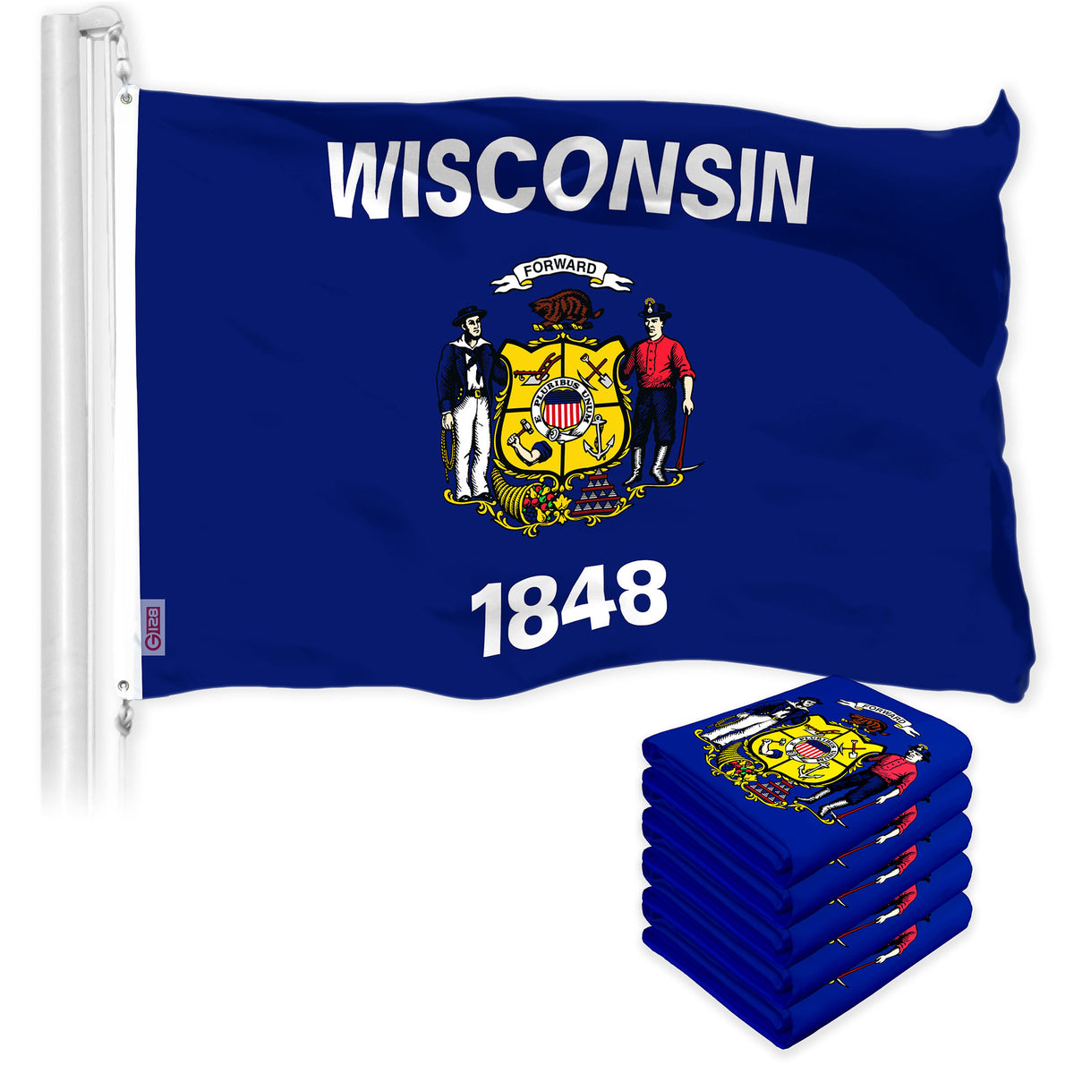 G128 5 Pack: Wisconsin WI State Flag | 3x5 Ft | LiteWeave Pro Series P ...