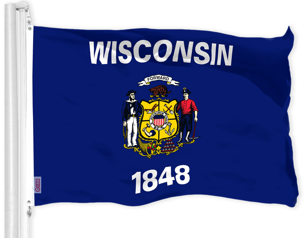 G128 Wisconsin WI State Flag | 3x5 Ft | LiteWeave Pro Series Printed 3 ...