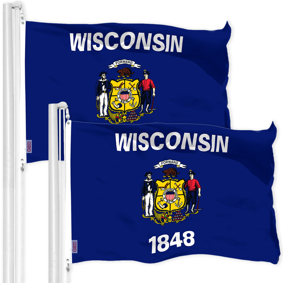 G128 2 Pack: Wisconsin WI State Flag | 3x5 Ft | LiteWeave Pro Series P ...