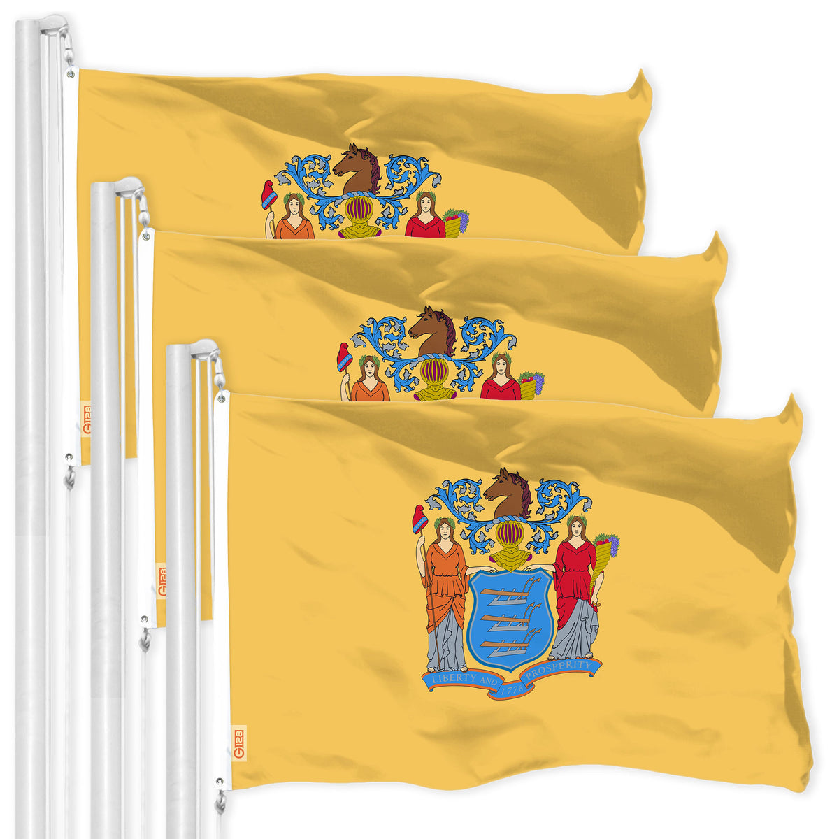 G128 3 Pack: New Jersey NJ State Flag | 3x5 Ft | LiteWeave Pro Series ...