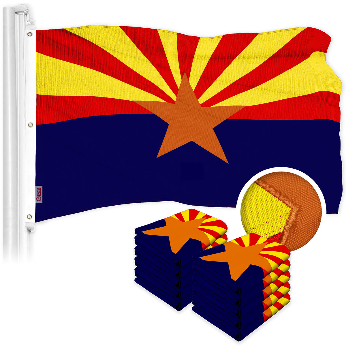G128 10 Pack: Arizona AZ State Flag | 5x8 Ft | ToughWeave Series Embro ...