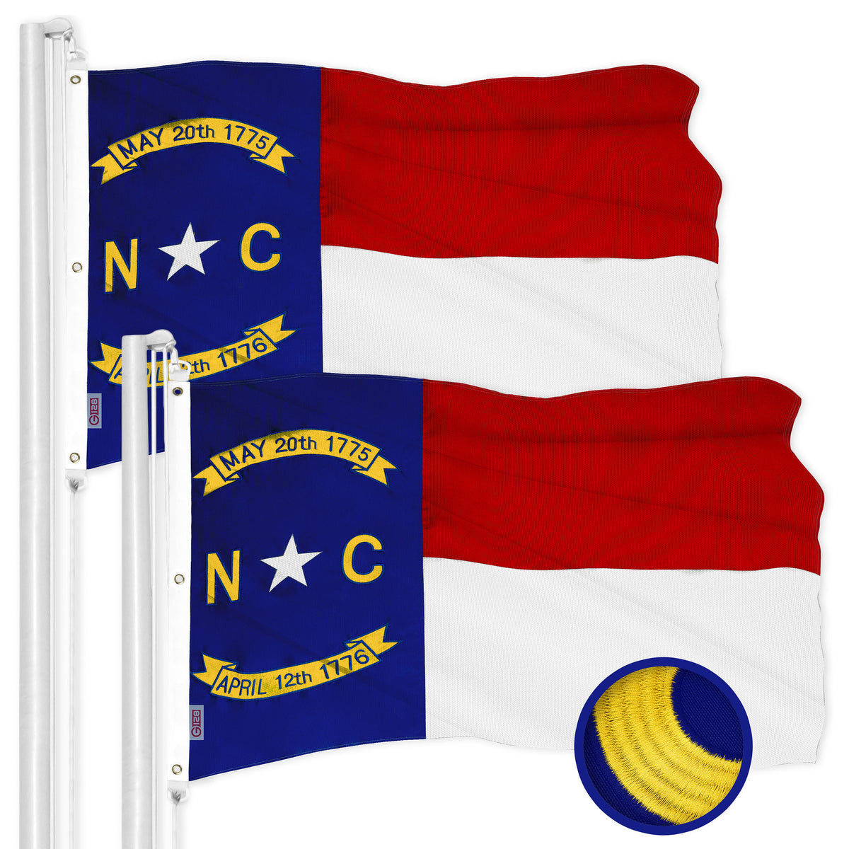 G128 2 Pack: North Carolina State Flag | 5x8 Ft | ToughWeave Series Em ...