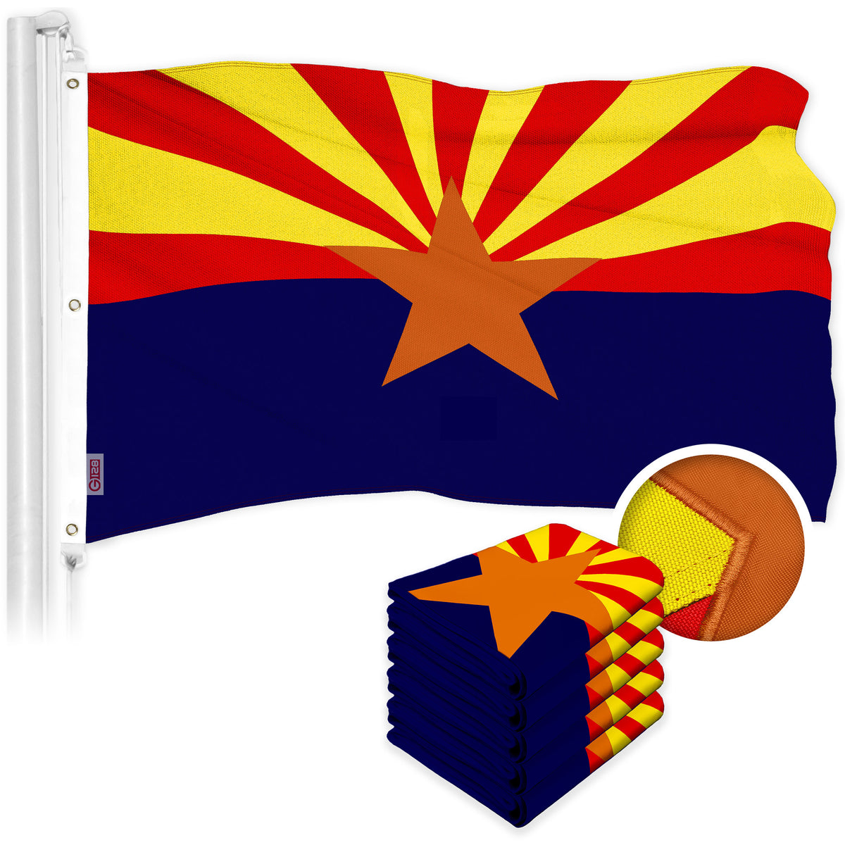 G128 5 Pack: Arizona AZ State Flag | 6x10 Ft | ToughWeave Series Embro ...