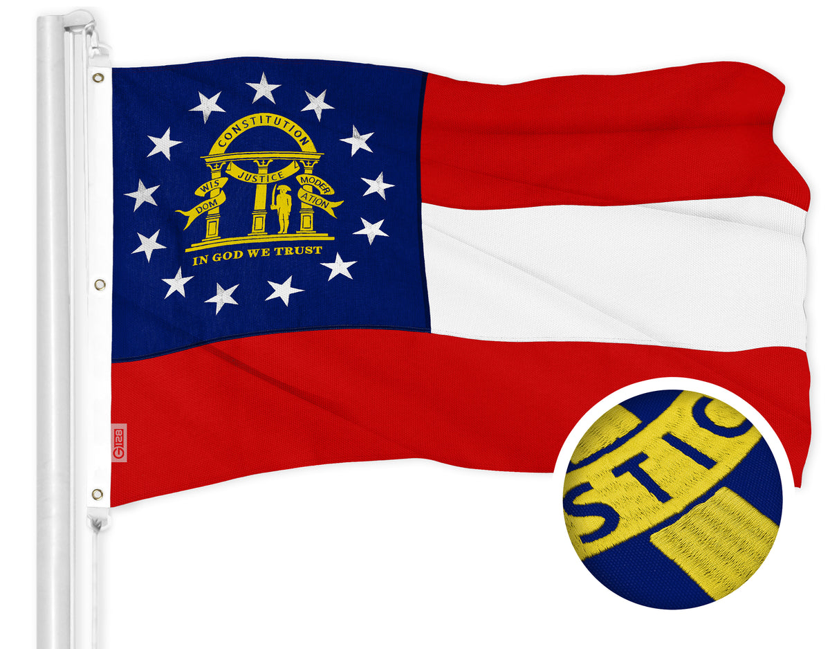 G128 Georgia GA State Flag | 5x8 Ft | ToughWeave Series Embroidered 60 ...
