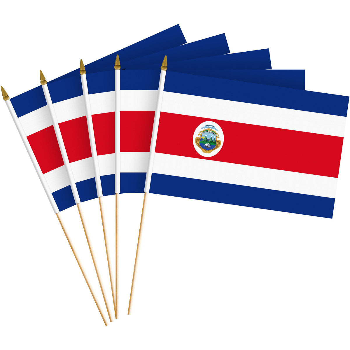 G128 30 Pack Handheld Costa Rica Costa Rican Stick Flags | 8x12 In | P — G128store.com