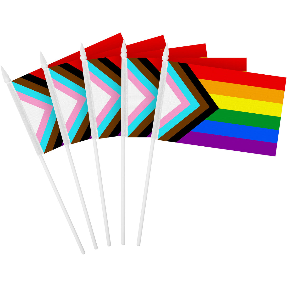 G128 LGBT Progress Rainbow Pride Handheld Flag 4x6IN 150D Printed (24 ...