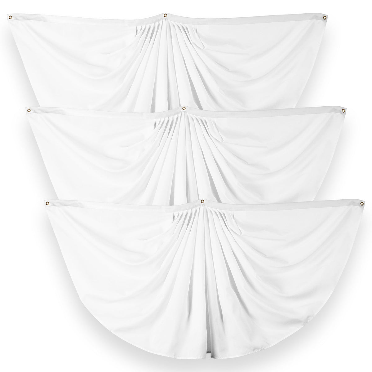 G128 3 Pack: Solid White Color Pleated Fan Flag | 3x6 Ft | Printed 150 ...